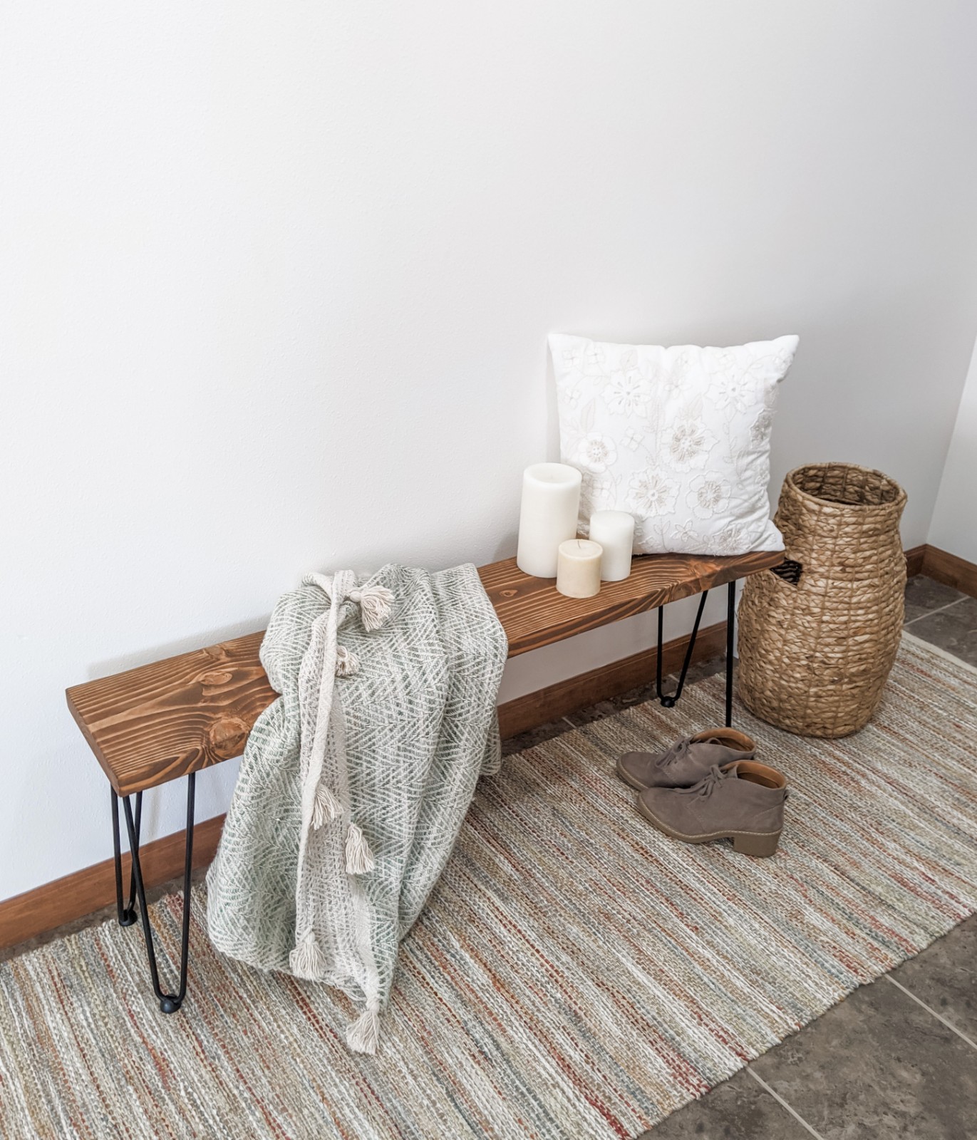 Super Simple DIY Farmhouse Style Bench - The Handcrafted Haven